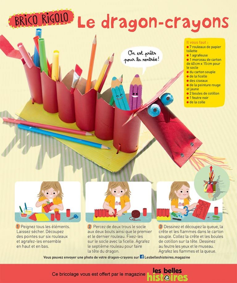 Bricolage de rentrée : le dragon-crayons - Les Belles Histoires